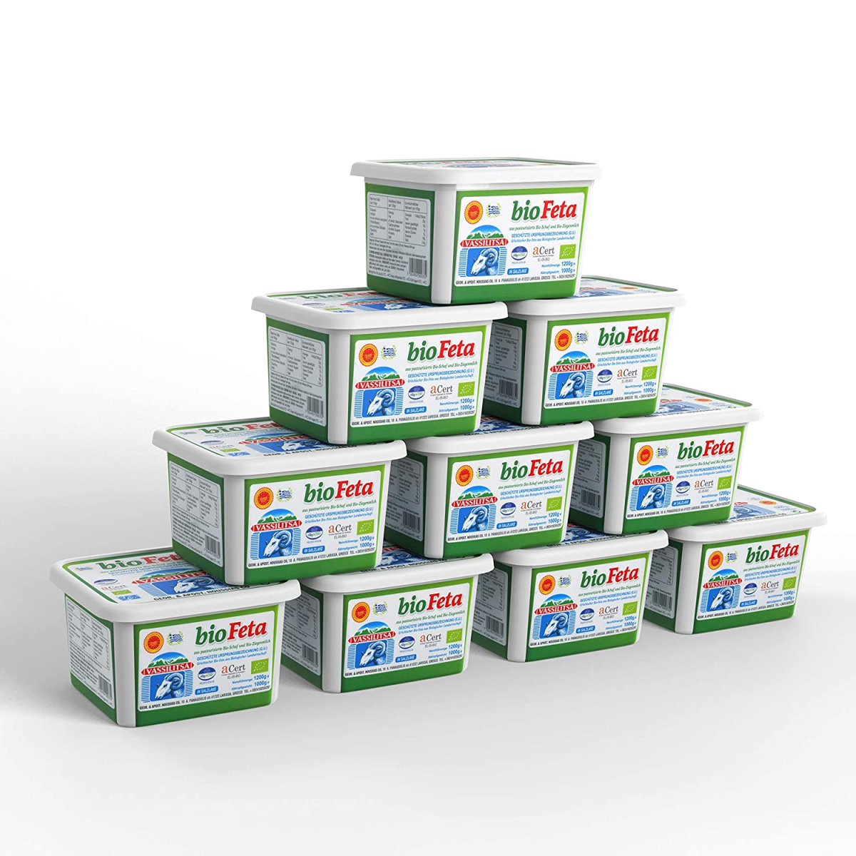 Vassilitsa BIO Feta 10x 1kg Schafkäse Feta-Käse Lake 43% Fett i.Tr. G ...